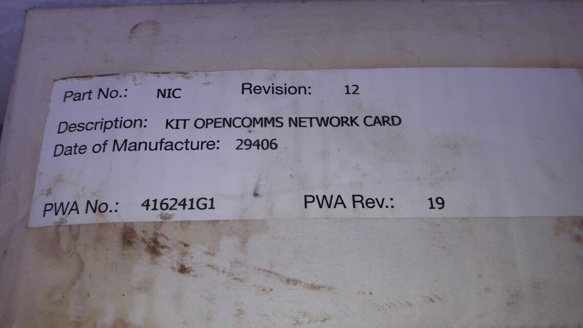 Liebert NIC 416241G1 PWA Rev 19 OpenComms Network Card Rev 12 With ...