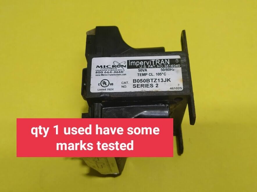 ImperviTran P/N 3516040 Micron Control Transformer B050BTZ13JK 50VA ...