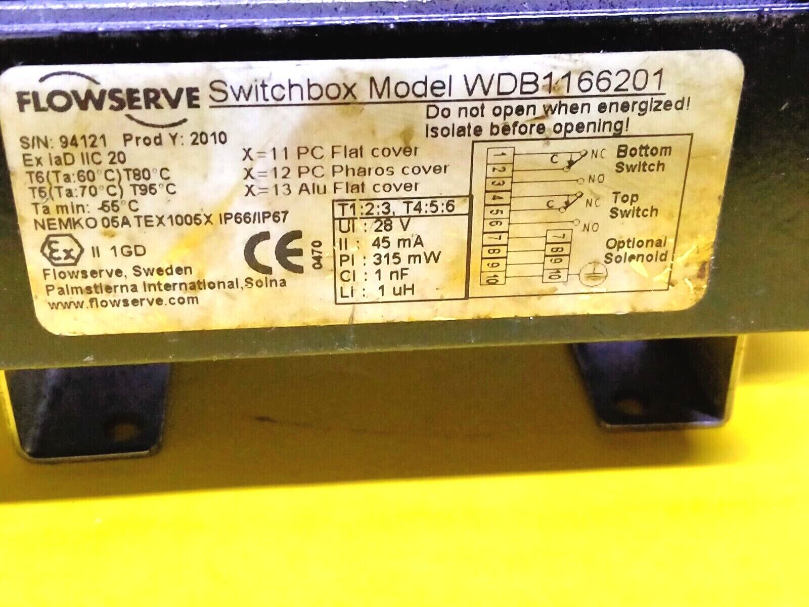 Flowserve Automax WDB1166201 Switchbox NEMKO 05A TEX 1005X IP66/67 ...