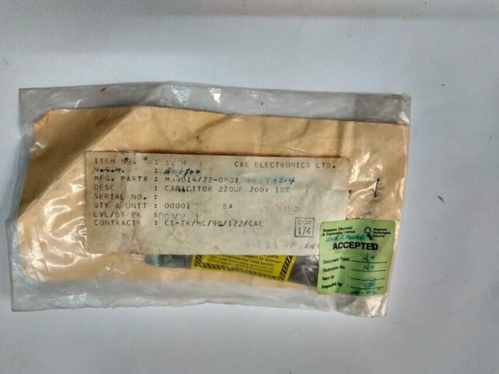 CAE Electronics LTD M39014/22-0087 Capacitor 220UF 200V 10% New ...