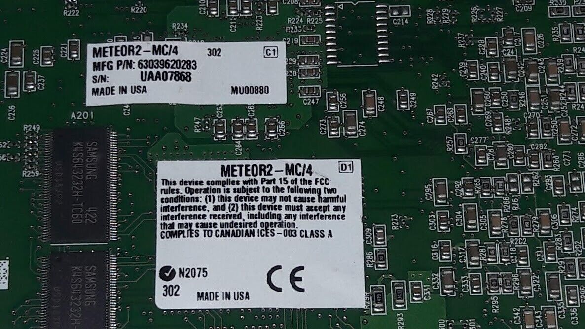 Matrox Meteor II Meteor2-MC/4 63039620283 Frame Grabber 751-0301 Rev A ...