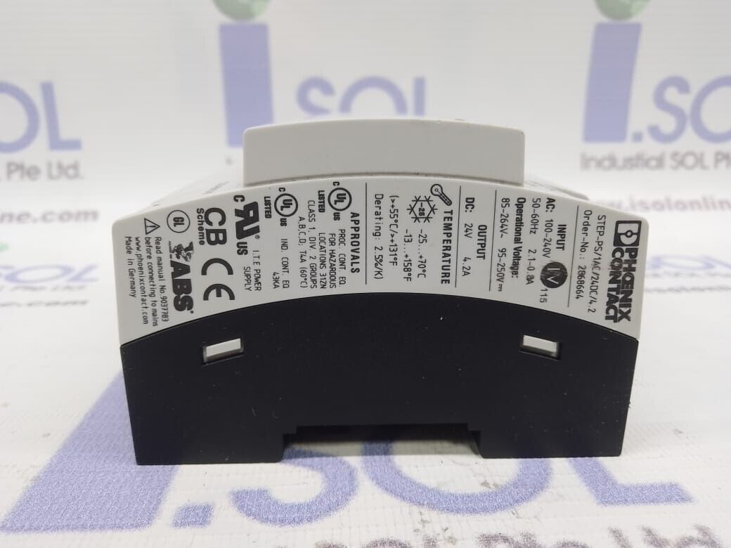 Phoenix Contact STEP-PS/1AC/24DC/4.2 2868664 power supply New ...