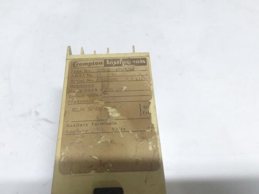 Crompton instruments 252-PVUW Protector / Protection Trip Relay ...