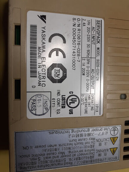 Yaskawa Electric Corporation Servopack SGDS-02A12A 200v Servo Drive ...