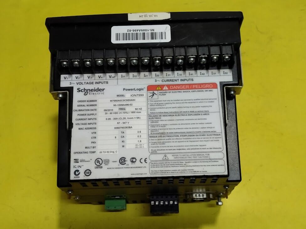 Schneider Electric Power Logic Ion Model Ion 7550 Oasismachinery