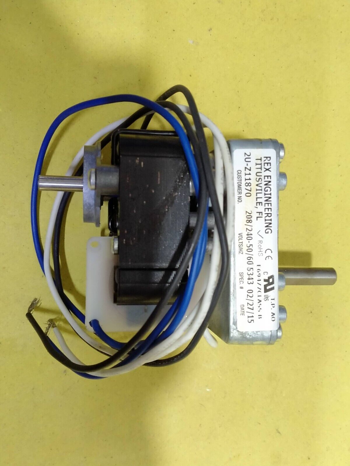 Rex Engineering 2u-Z11870 Unidirectional AC Gearmotor reversible 240VAC ...