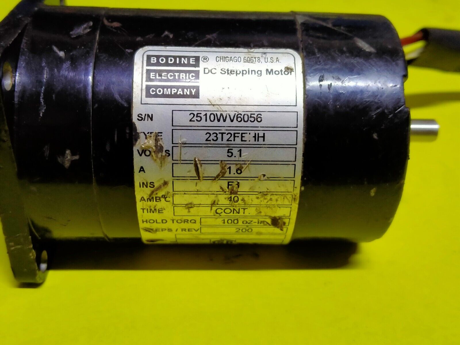 Bodine Electric 23T2FEHH DC Stepping Motor 5VDC 1.6A INS F3 Bodine ...