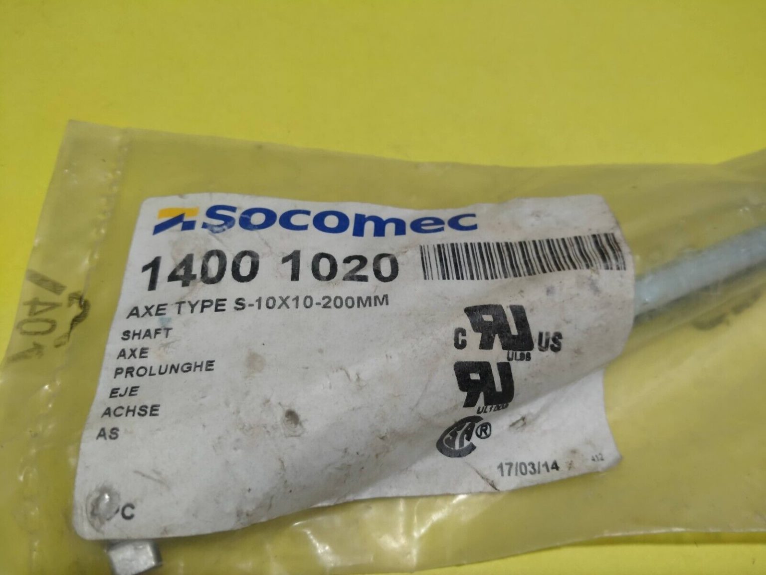 Socomedc 1400 1020 Switch Disconnector Shaft AXE Type S-10X10-200MM New ...