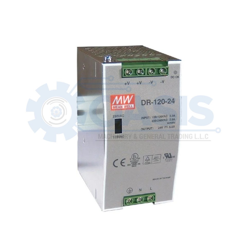 MW MEAN WELL DR-120-24 NSMP Power Supply 24V DC 5A – Oasismachinery